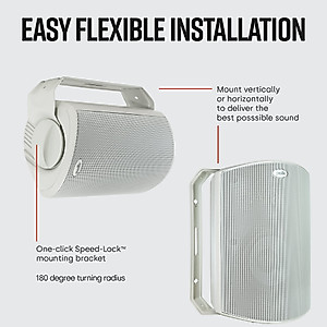 Polk Audio Atrium 4 Outdoor Speakers with Bass Reflex Enclosure | 4 Speaker Pack (2 Pairs, White) - All-Weather Durability | Broad Sound Coverage | Speed-Lock Mounting System | 2 Pairs (White)