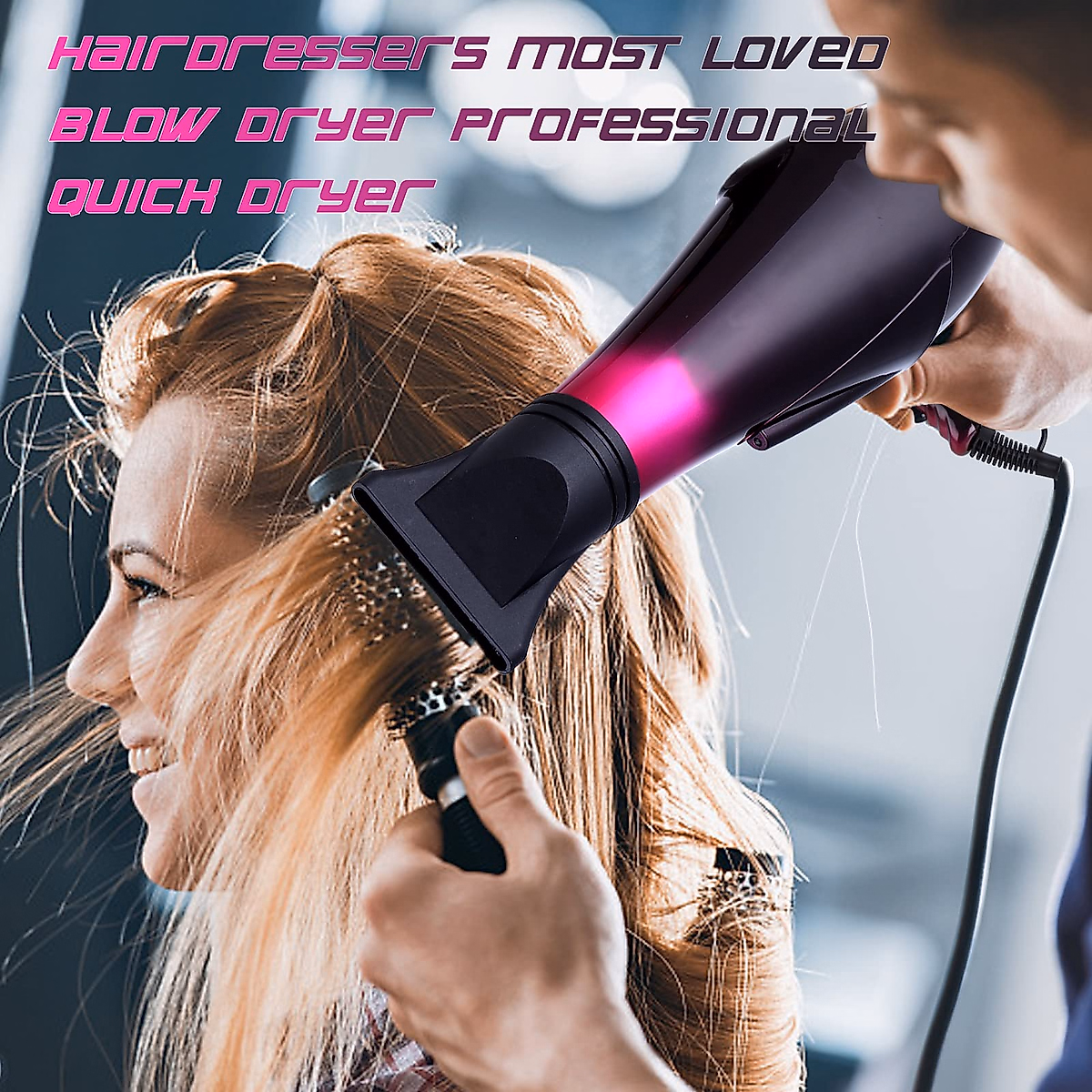 Hair Dryer Professional Blow Dryer Negative Ions 3500W Powerful Fast Drying Low Noise Long Cord Quick Dryer with Nozzle and Diffuser Hair Blow Dryer with 2 Speed and 3 Heat Settings Purple-6