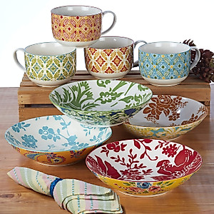 Certified International Damask Floral 14 oz. Mugs, Set of 6 Assorted Designs,