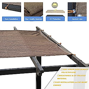 Alion Home Outdoor Pergola Sun Shade Cover Cloth Patio Canopy HDPE Permeable with Grommets (10' x 14', Brown)