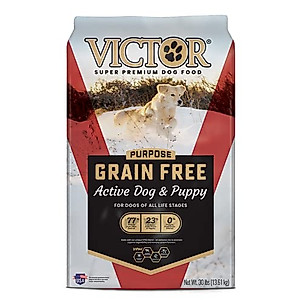 Victor Super Premium Dog Food – Grain Free Active Dog & Puppy – Dry Dog Food with 33% Protein, Gluten Free - for High Energy Dogs, 30lbs