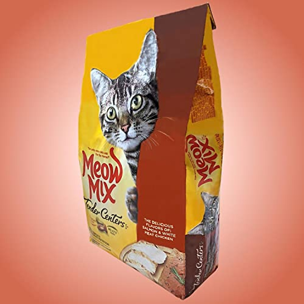 Meow Mix Tender Centers Dry Cat Food Bundle | Includes 2 Bags of Meow Mix Tender Centers Cat Food Salmon & White Meat Chicken Flavors (3 LB) | Plus Paw Food Scoop!