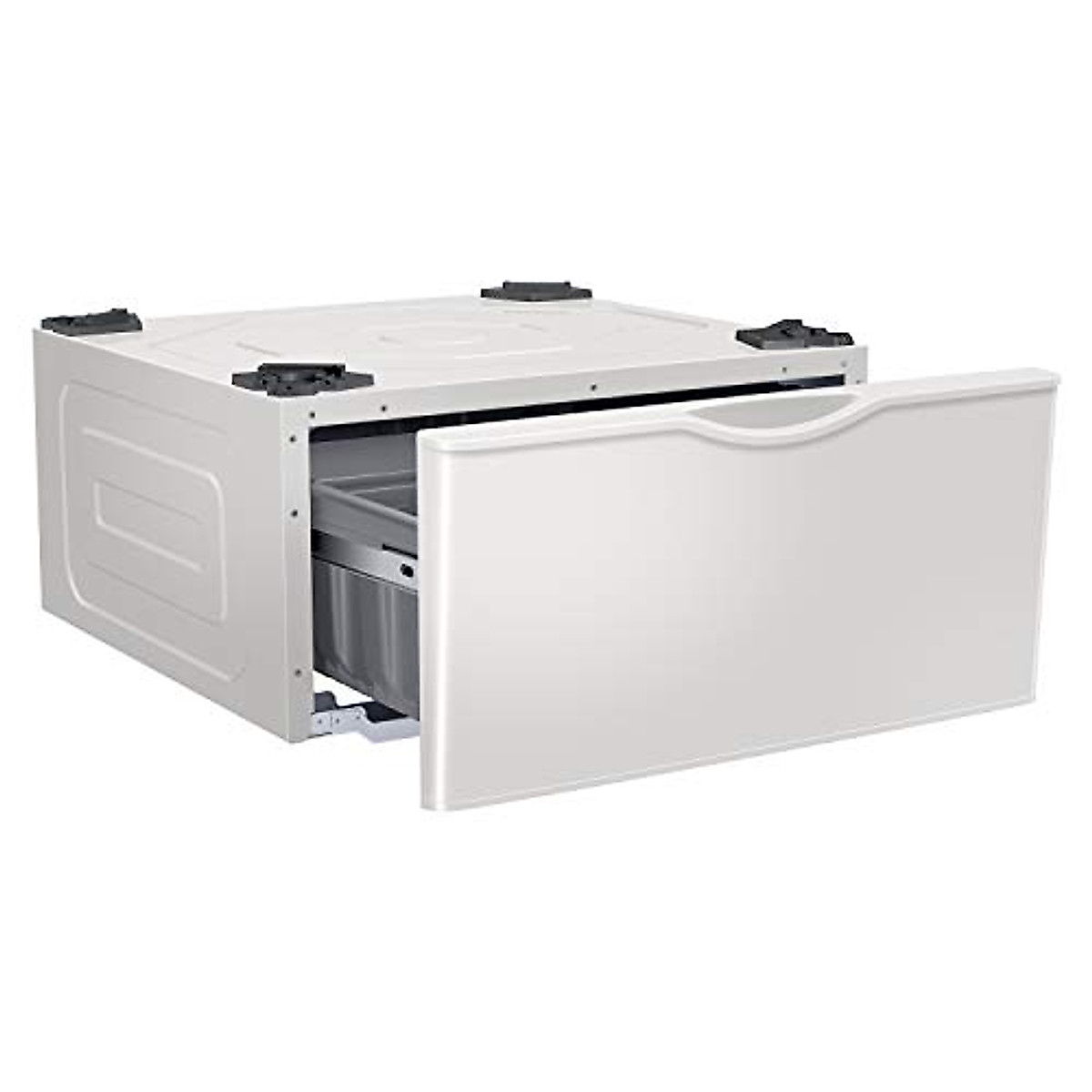SAMSUNG 27-Inch Washer Dryer Pedestal Stand w/ Pull Out Laundry Storage Drawer, Stainless Steel, WE402NE/A3, Ivory