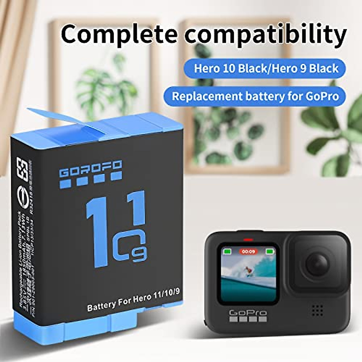 GOROFO Battery 3 Pack, Suitable for GoPro Hero 9, Hero 10, and Hero 11, Black 3-Channel USB Intelligent Color Display Fast Charger Fully Compatible with GoPro Hero 11/10/9 Battery and Charger