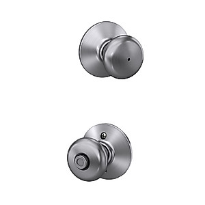 Schlage F40 PLY 626 Plymouth Door Knob, Bed & Bath Privacy Lock, Satin Chrome