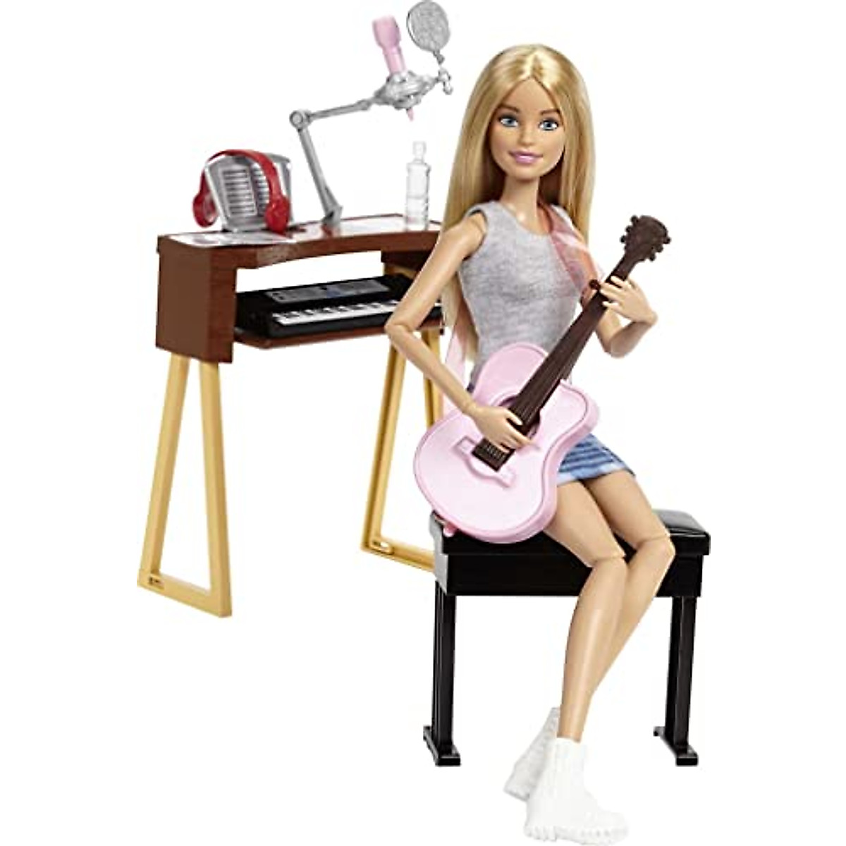Barbie Musician Doll & Accessories, Music-Themed Playset with Guitar, Keyboard, 2 Mics & More, Blonde Doll