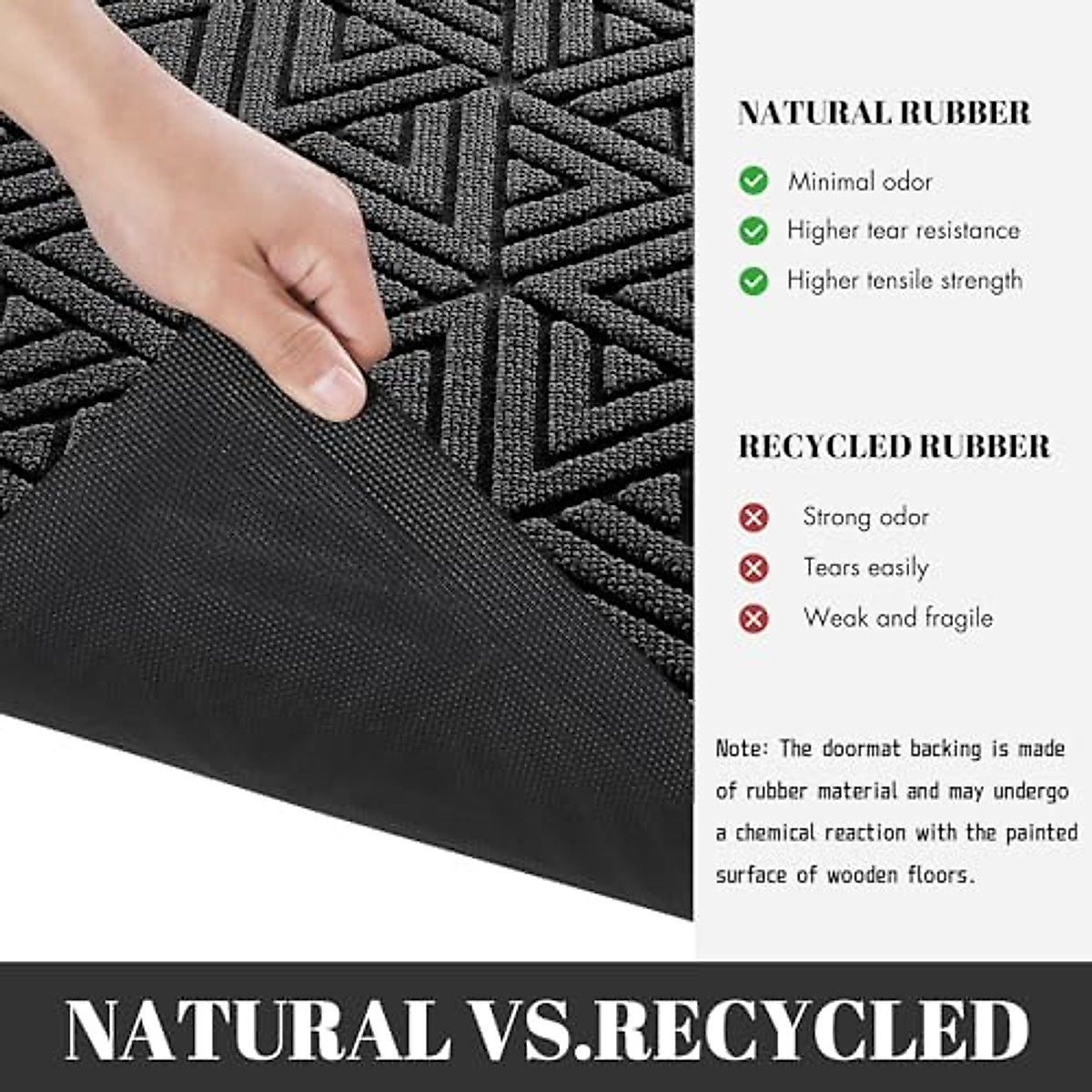 Yimobra Door Mat Outdoor Entrance, Heavy Duty Durable Front Welcome matt for Outside Home Entry, Back Patio Floor Porch Garage Office, Low Profile, Easy Clean, Waterproof, 29.5 x 17, Black