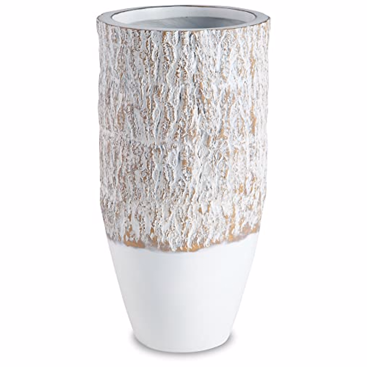 Signature Design by Ashley Hannalee Bohemian Textured Polyresin 13.75" Vase, White