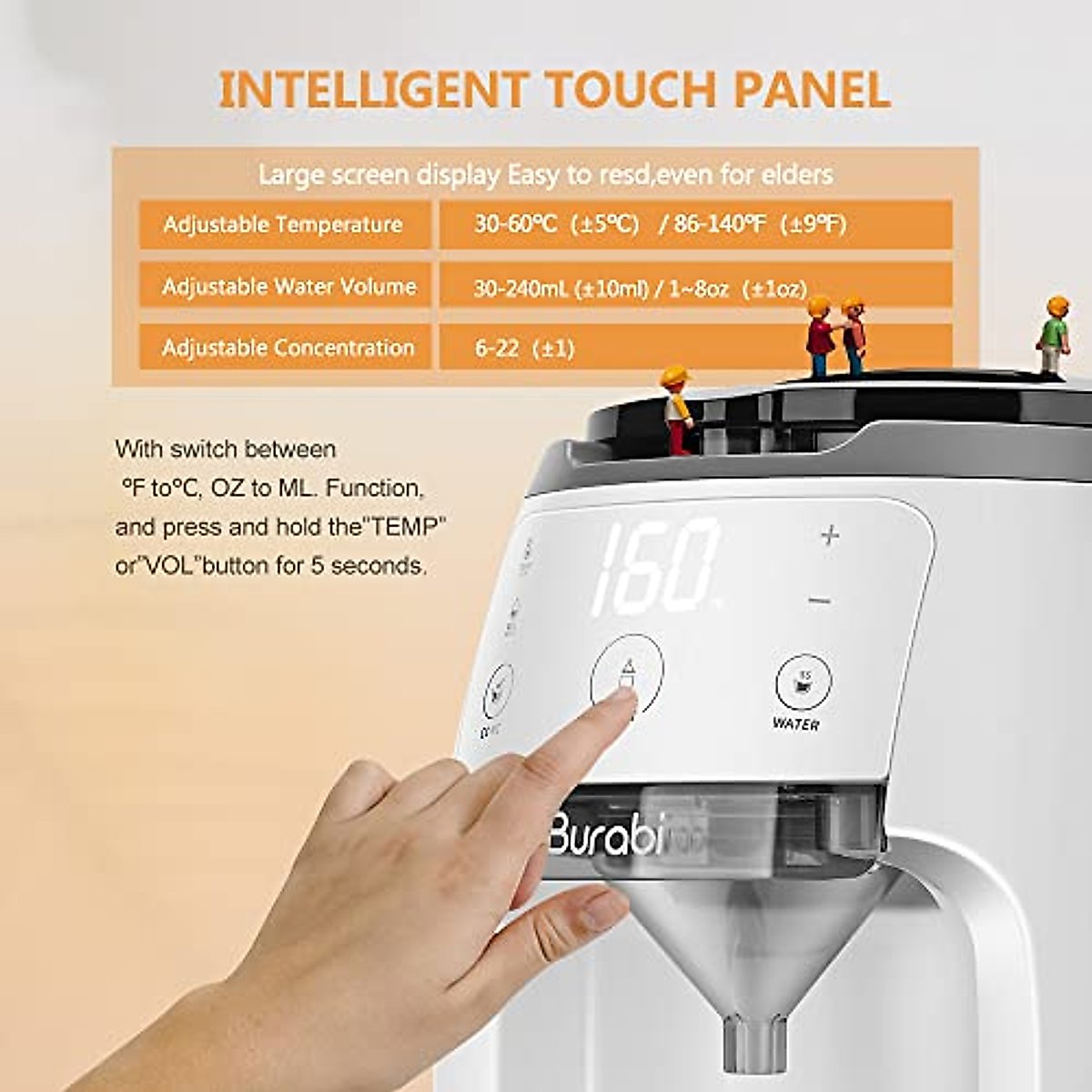 Burabi Formula Milk Dispenser Machine, Formula Milk Maker, Formula Mixer, Smart Milking Machine（No WiFi Function) for Baby - Automatic Powder Blending, Mix a Formula Bottle Easily and Instantly