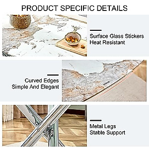 Xshelley Dining Table, Modern Rectangular Dining Table for 8, Large Dining Table for Kitchen Dining Living Meeting Room Banquet Hall (Silver-D)