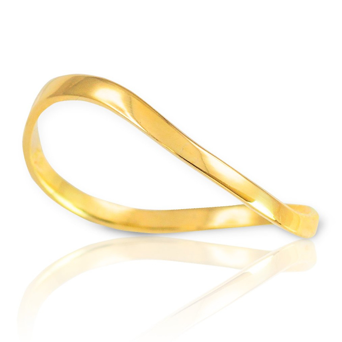 10K Yellow Gold High Polish Minimalist Wavy Curved Band Style Thumb Ring - Size 10