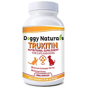 Trukitin Chitosin Based Phosphate Binder for Cats & Dogs – All Natural Human Grade Ingredients for Renal Support Supplement with Calcium Carbonate Oral Powder (Made in U.S.A)