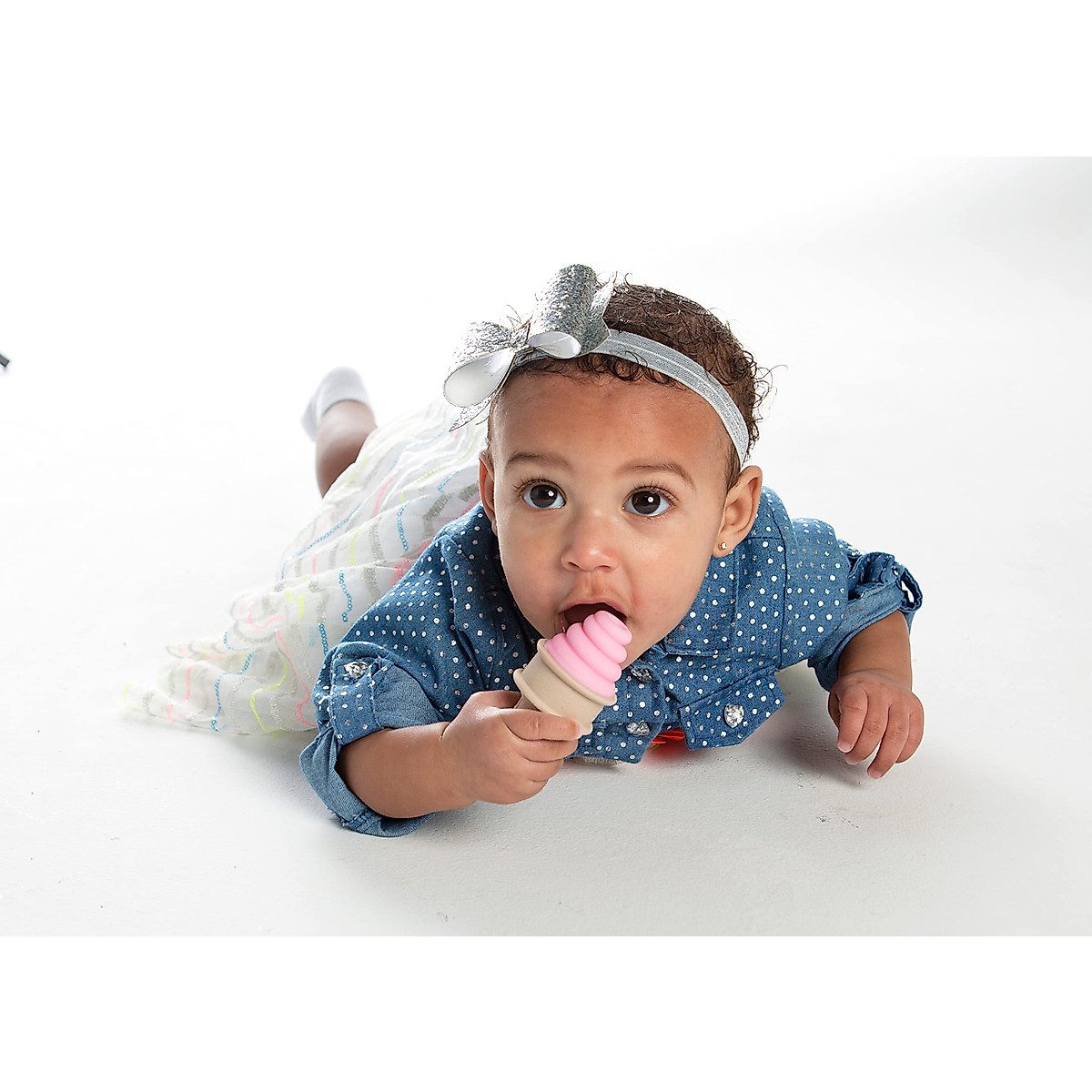 SweeTooth Ice Cream Cone Shaped Baby Teether - Pretty Pink