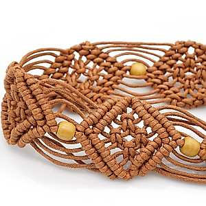 Suyi Boho Braid Belt for Women Bohemian Woven Waist Belts for Dress Rhombus 170CM Brown 1