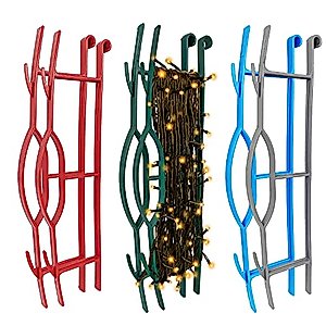 EDSRDUS Set of 6 Light & Cord Wind Up Christmas Light Storage, Strong & Hangable, for Organizing Christmas Lights & Electric Cords, Each Holds Up to 164 ft (2Red 2Green Grey Blue, 4inch x 16inch)