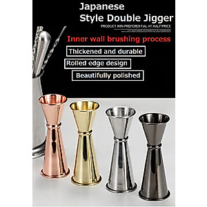 jigger 2oz 1oz,Cocktail Jigger measuring cup,with Measurements Inside Alcohol Measuring Tools shot measure jigger shot Japanese Style Sim Double Jigger for Bartending bartender tools (Gold)