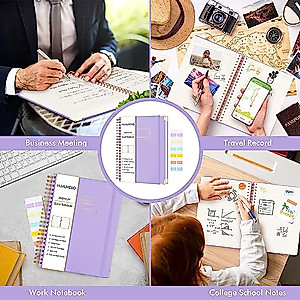 Huhuhero Spiral Notebook, 8.5" x 11" Notebook Journal College Ruled, 320 Pages Aesthetic A4 Hardcover Lined Journal for Women Men Office Work Writing, 24pcs Index Tabs, School Supplies, Light Purple