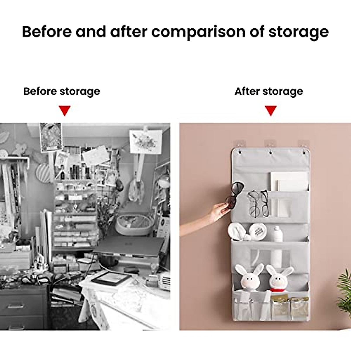 1 Pack Over the Door Organizer, heylad 35.2lbs Load Closet Door Organizer Hanging, Swing-proof Diaper Organizer Storage with 4 Big Pockets 4 Side Mesh Pockets for Nursery Newborn Baby Essentials Stuff