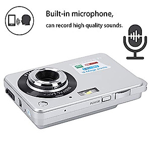 Akozon Kids Digital Camera, 2.7 Inch Screen 1080P HD Children Toy Camera Kids Digital Video Camera HD Children Camera (Silver)