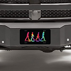 Beatles Abbey Road Crosswalk Space Band Vinyl Album Record Iconic Abbey Road Crosswalk Merchandise Memorabilia UV Full Color License Plate Aluminum UV011 (Tiedye Black)