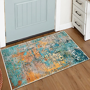 Lahome Modern Abstract Area Rug - 2x3 Small Washable Colorful Kitchen Rug Soft Entryway Mat, Non Slip Contemporary Indoor Accent Carpet for Bathroom Sink Family Living Room Bedroom Door Hall