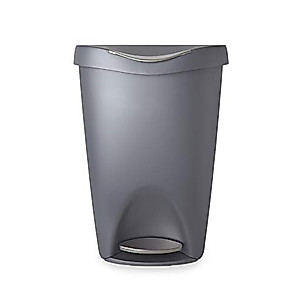 Umbra Brim 13 Gallon Trash Can with Lid - Large Kitchen Garbage Can with Stainless Steel Foot Pedal, Stylish and Durable, Silver/Nickel