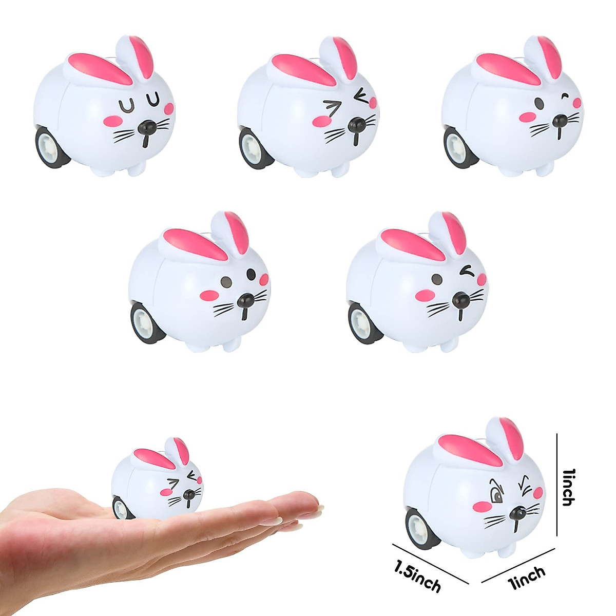 3 otters 24pcs Easter Toy Cars, Easter Eggs Filled Stuffed Bunny Rabbit Pull Back Car Kids Small Toys