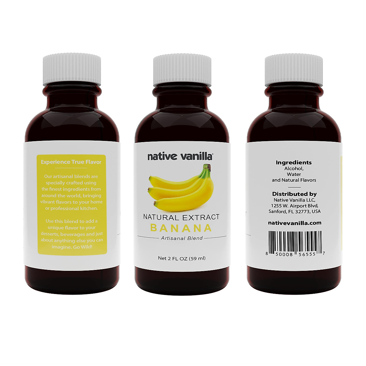 Native Vanilla - Pure Banana Flavor - 8 Fl Oz - Pure Flavors and Extracts - Perfect for Cooking, Baking, and Dessert Crafting