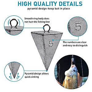 Pyramid Sinker Fishing Weights Surf Fishing Sinkers Saltwater Fishing Weights Fishing Gear Tackle 1oz-8oz (4pcs Mixed 1oz+2oz+3oz+4oz)