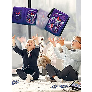 Card Binder for Cards, 9-Pocket Portable Card Collector Album Holder Book Fits 720 Cards with 40 Removable Sleeves, Trading Card Binder Display Storage Carrying Case for TCG - Purple