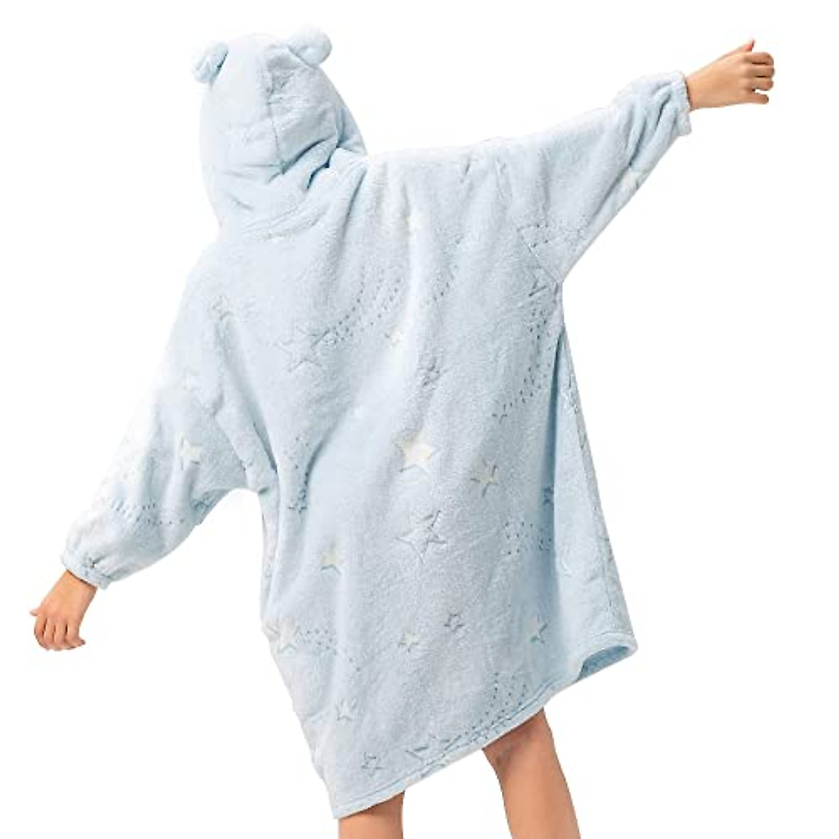 Cozy Bliss Wearable Blanket Hoodie Glow in The Dark Oversized Hooded Sweatshirt Lightweight with Giant Hood Pocket Super Soft Warm Comfy Plush Gifts for Kids Women Men Birthday Halloween