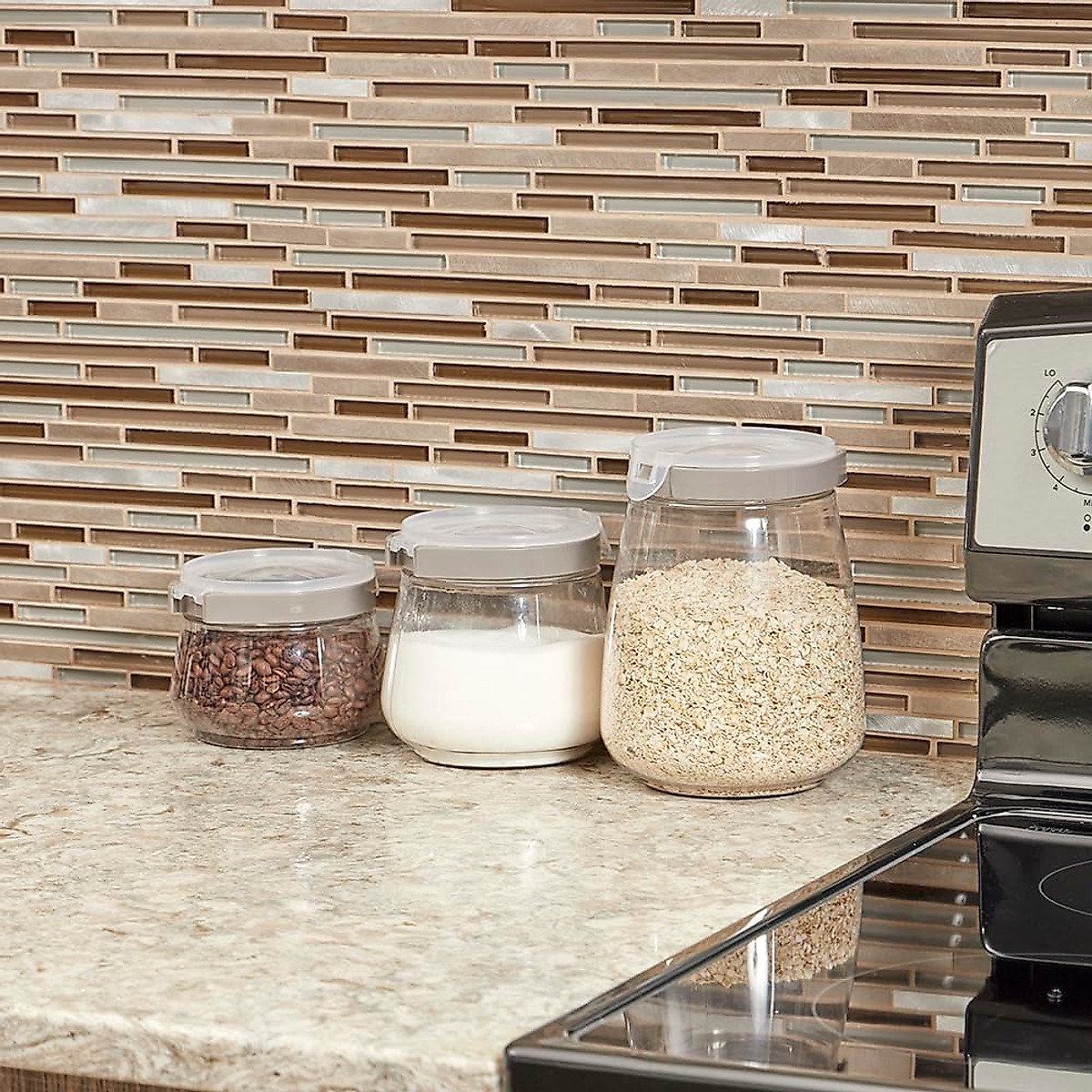 37 oz. Plastic Food Storage Container by Home Basics | Secure Flip-Top Closure with Silicone Seal | Use to Store Rice, Flour, Sugar, Trail Mix and Other Dry Goods