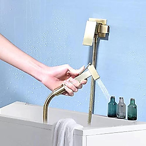 NBAAYIK Toilet Jet Spray for Wc Handheld Bidet Sprayer for Sink Bidet Shower Head and Hose Brass G1 / 2" Valve Cold Water Toilet Sprayer Bidet,Black (Brushed)