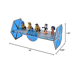 ThreeIslandsArt Tie Fighter Inspired Sci-Fi Wall Hanging with Functional Shelving: A Must-Have Star Wars Gifts for Adults Men and Women, Perfect Gaming Decor and Funko Pop Display