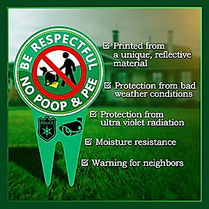 Be respectful dog sign, double sided sign, no pooping dog sign, Stay clean, Keep off grass sign