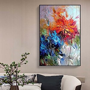 Oil Painting On Canvas Wall Art,100% Hand Painted Oil Paintings On Canva,Modern Wall Art On Canvas Wedding Decor,Blooming Flower Frameless Textured Artwork Large Wall Art For Living Room Bedroom,70X9