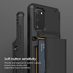 VRS DESIGN Damda Glide Pro Phone Case for Galaxy S20 (not FE), with [4 Cards] [Semi Auto] Premium Sturdy Credit Card Slot Wallet for Samsung Galaxy S20 Case 6.2 inch(2020) Black