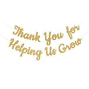 Thank You for Helping Us Grow Banner, Teacher Appreciation Week Decorations, Gold Glitter Thankful Teacher Banner, 2023 Graduation Decorations, Teacher's Day Banner