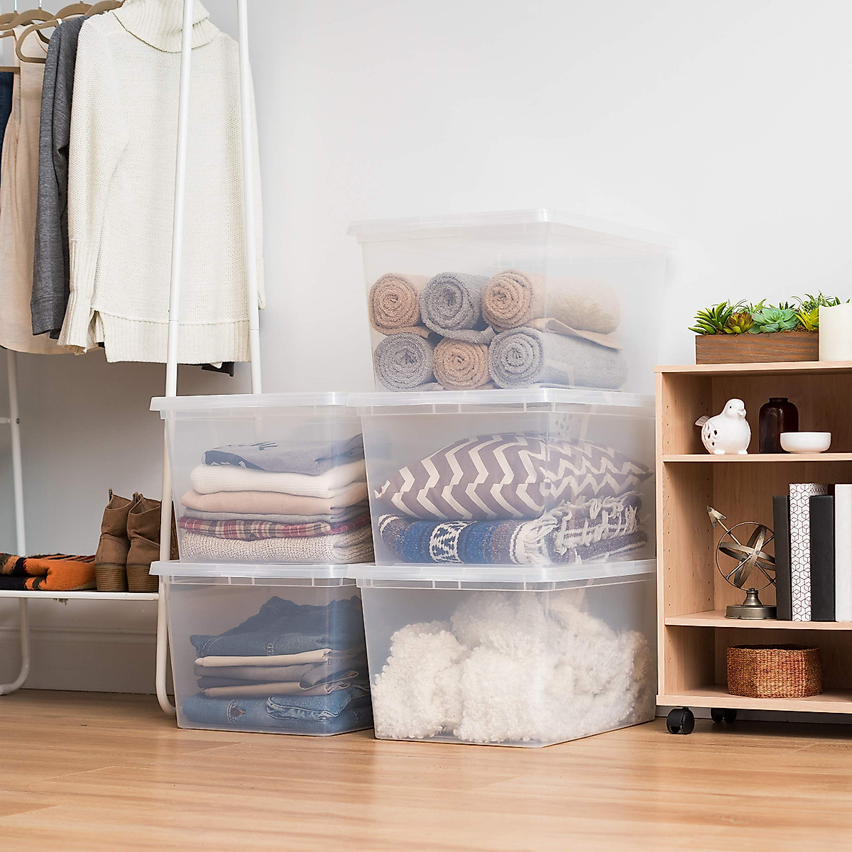 IRIS 58 Quart Clear Storage Box, 6 Pack