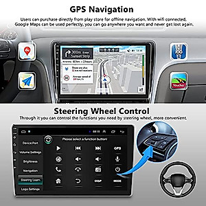 Android Double Din Car Stereo Hikity 9 Inch Ultra-thin Touch Screen Radio with GPS Navigation Bluetooth FM Radio Receiver Support WiFi Connect Mirror Link for Phone with Dual USB Input + Backup Camera