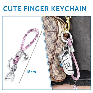 SUTUMOR Sparkling Rhinestone Keychain Ring - Glamorous Car Key Decor for Women - Bling Keychain Accessory （Pink）