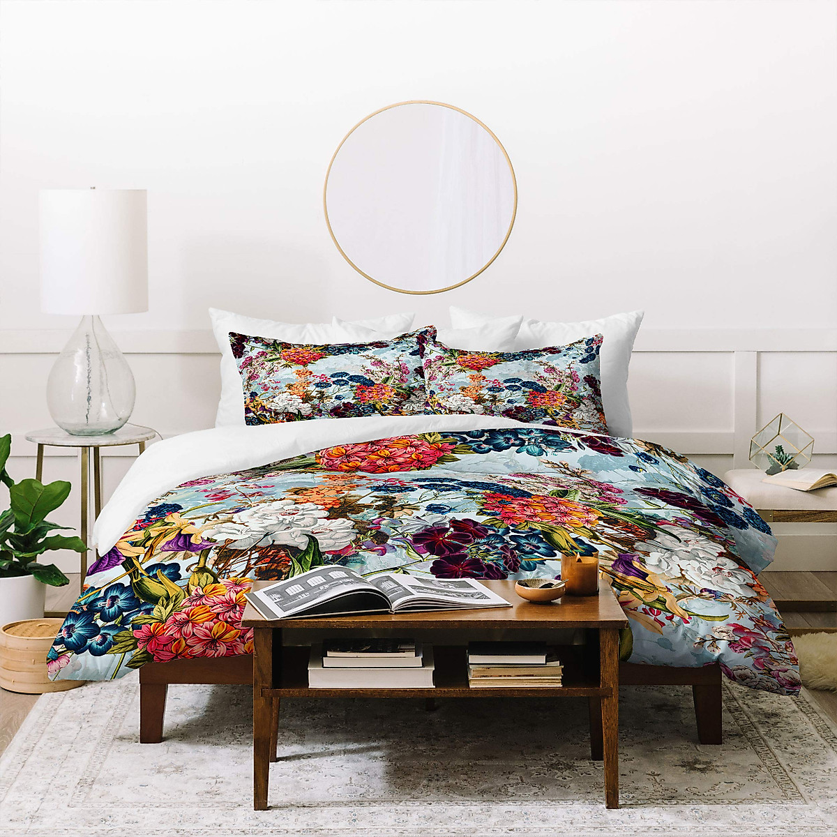 Society6 Burcu Korkmazyurek Summer Botanical Garden VIII Full/Queen Duvet Cover and 2 Pillow Shams Set, Multi