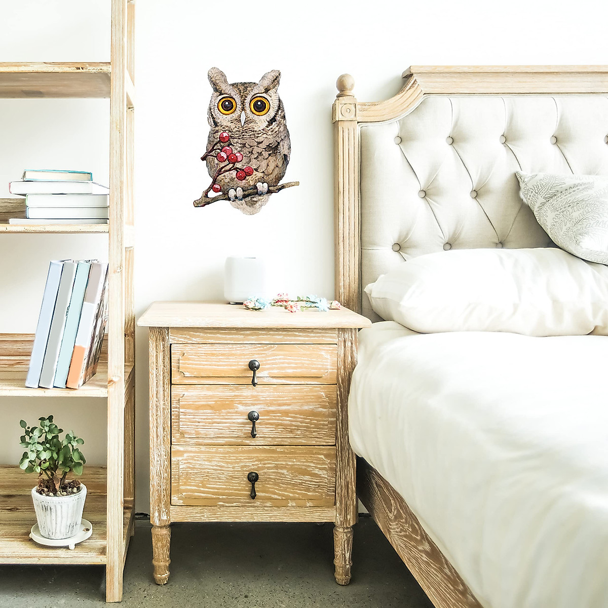 ROFARSO Lifelike Cute Lovely Owl Bird Animal Wall Stickers Removable Wall Decals Peel and Stick Wall Art Decorations Home Decor for Kid Nursery Baby Bedroom Living Room Playing Room Murals