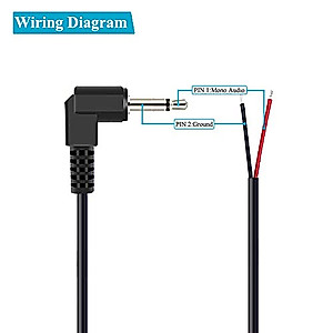 Fancasee (2 Pack 6 ft) Replacement 3.5mm 90 Degree Right Angle Male Plug to Bare Wire Open End TS 2 Pole Mono 1/8" 3.5mm Plug Jack Connector Audio Cable Repair
