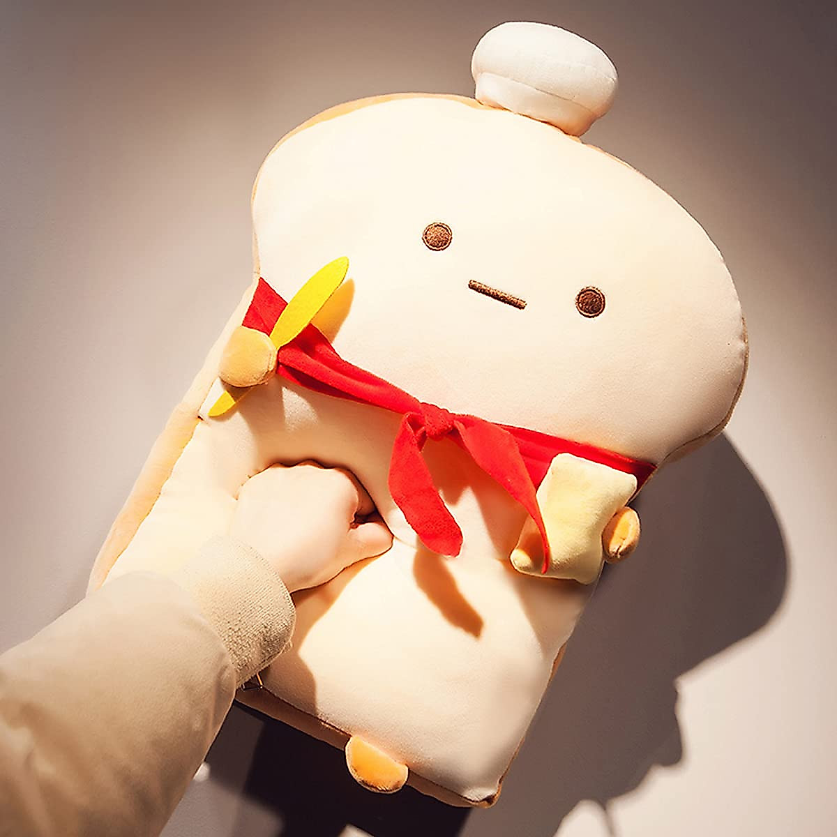 MDXMY 17.7'' Toast Pillow Funny Toast Sliced Bread Pillow Bread Stuffed Animal Toy Soft Plush with Red Scarf (Toast)