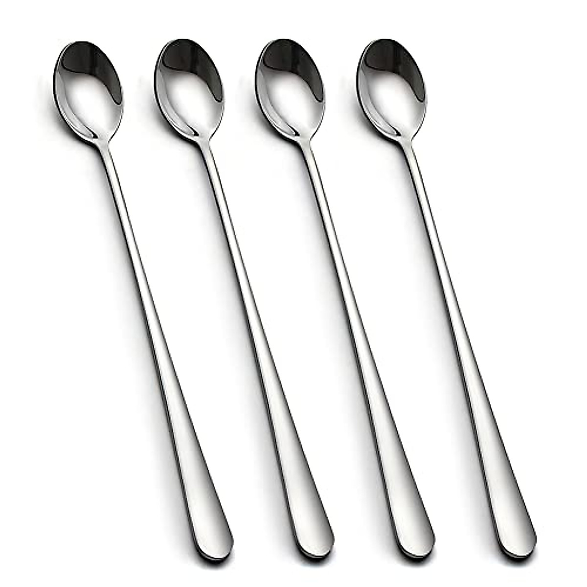 Long Handle Iced Tea Spoons, IQCWOOD 9-Inch Long Handle Tea Spoons, Coffee Spoon, Ice Cream Spoon, Stirrers Spoons, Stainless Steel Cocktail Stirring Spoons, Set of 4