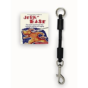 JERK-EASE BUNGEE DOG LEASH EXTENSION – Patented Shock Absorber Attachment Protects You and Your Dogs – Works with ANY Leash & Collar or Harness – a MUST for Retractable Leashes – PICK SIZE/COLOR BELOW