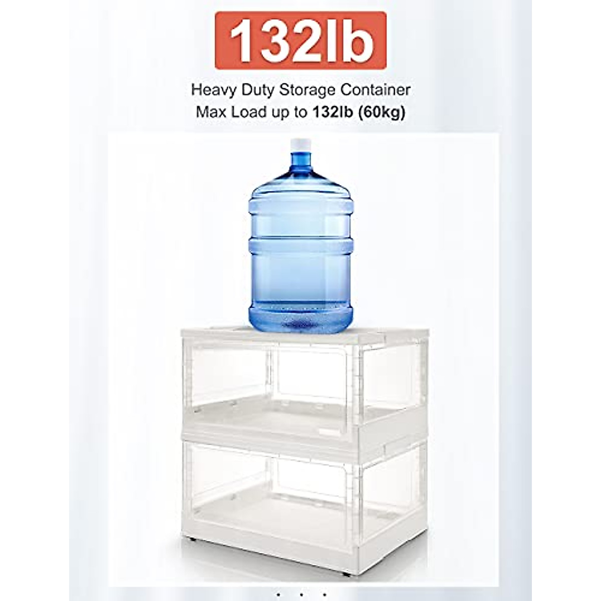Homde 2 Pack X-Large Storage Bins with Wheels and Load up to 132lb, Collapsible Storage Box Containers Plastic Organizer with Lids & Handle for Home, Kitchen and Office