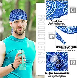 6 Pieces Do Rags Sweat Wicking Beanie Cooling Durags Skull Cap Motorcycle Head Wrap Bandana for Men Women (Paisley)