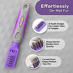 Dog Mat Remover by Hertzko – Grooming Comb, Brush for Dogs, Cats, Small Animals - Dematting Tool, Dog Brush for Tangles & Knots for Long Haired Dogs, Short Haired Dogs, and Rabbit Bedding (Small)